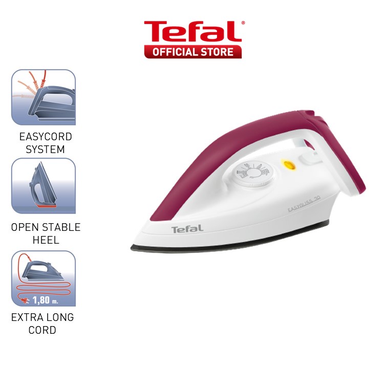 Tefal Durilium Technology Soleplate Easygliss Dry Iron 1.8m 1200W FS4030 – Precise Temperature ...