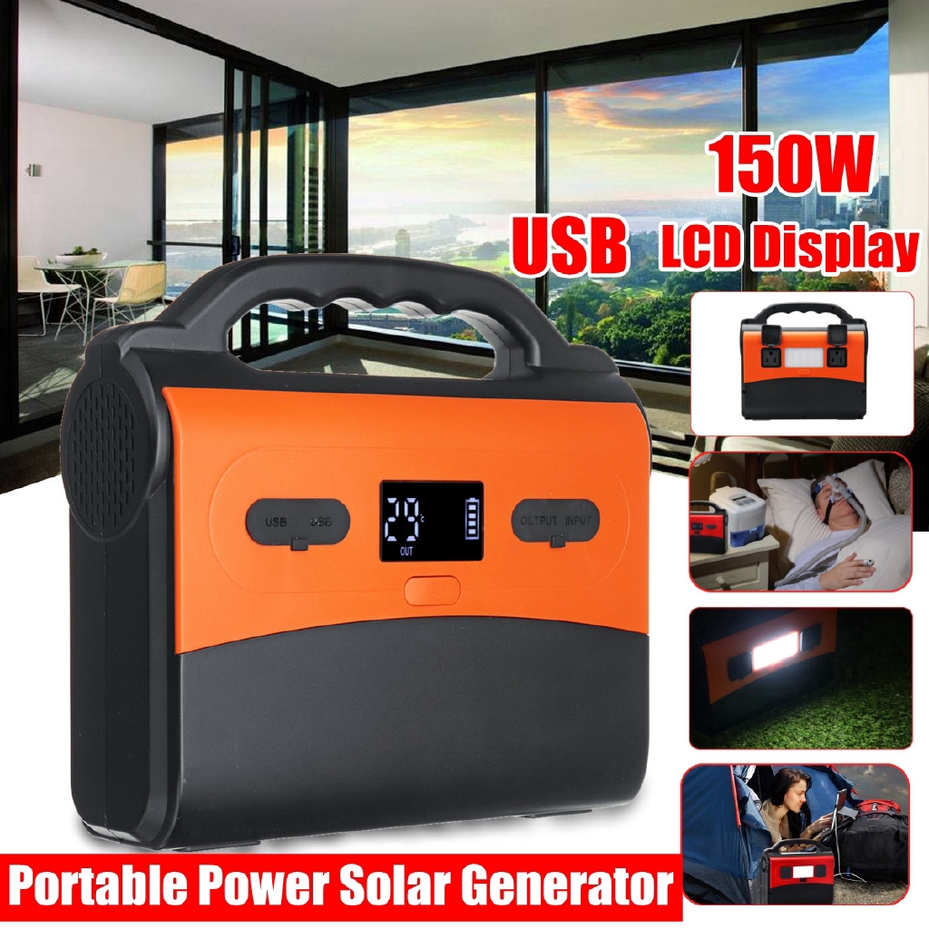 150WH 40800mAh 150W Inverter Portable Solar Generator Corrected Sine ...