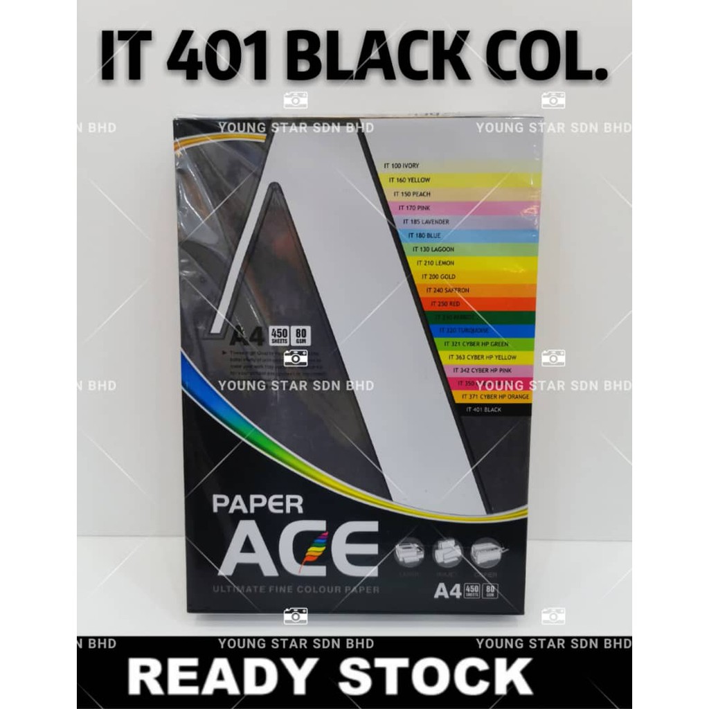 ACE PAPER A4 450's 80g Colour Paper ( BLACK ) | Shopee Singapore