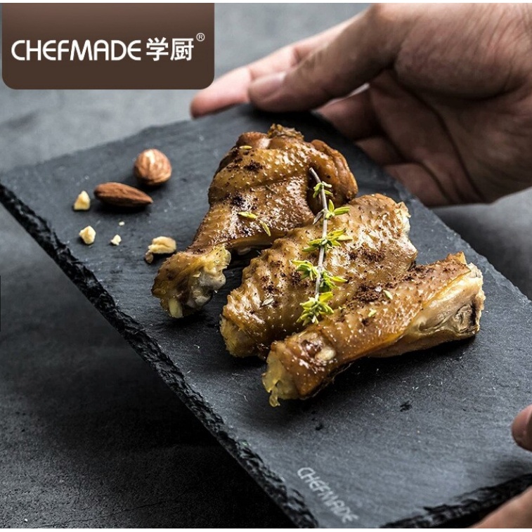 Chefmade Rectangular Slate Plate Natural Rock Set 25 * 12cm Western ...