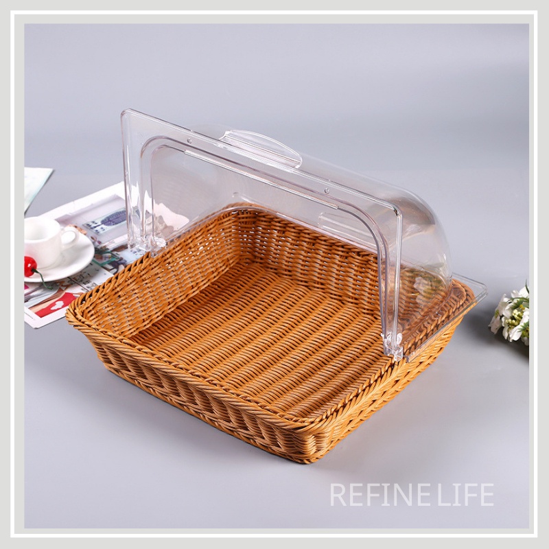 Bread Fruit Basket with Lid / Food Display Basket with Flip Top ...