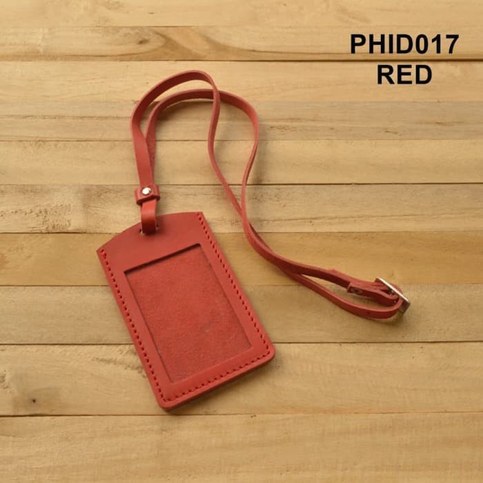 Red Genuine Leather Id Card Hanger | Id Card Holder Phid017 | Shopee ...