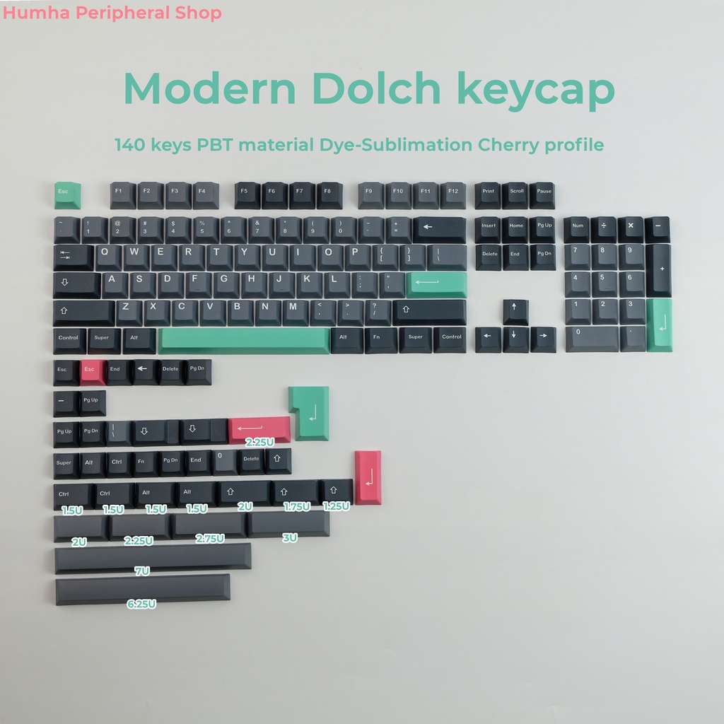 Humha Modern Dolch keycap 140 keys PBT material Dye-Sublimation Cherry profile Mechanical ...