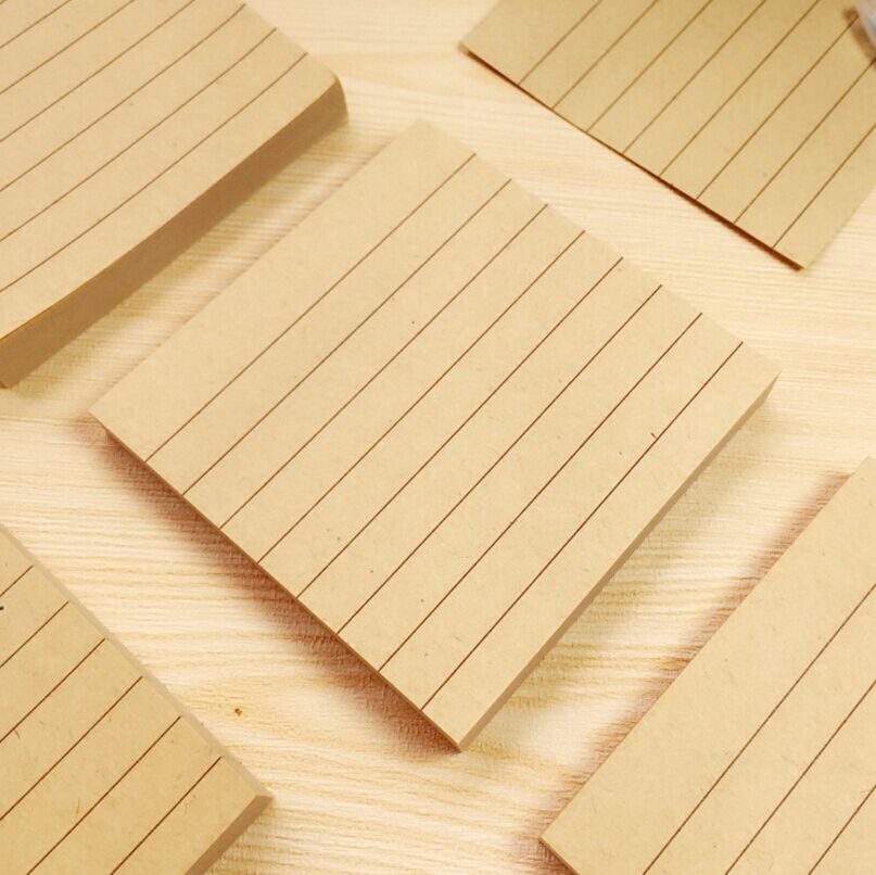 80 Sheets Kraft Paper Horizontal Line Sticky Notes Simple Memo Pad ...