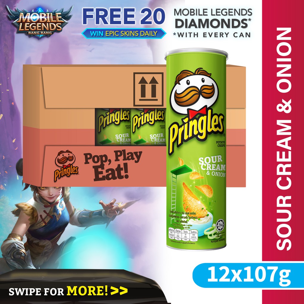 Pringles Potato Crisps - Sour Cream & Onion 1 Carton (107g x 12) | Shopee Singapore