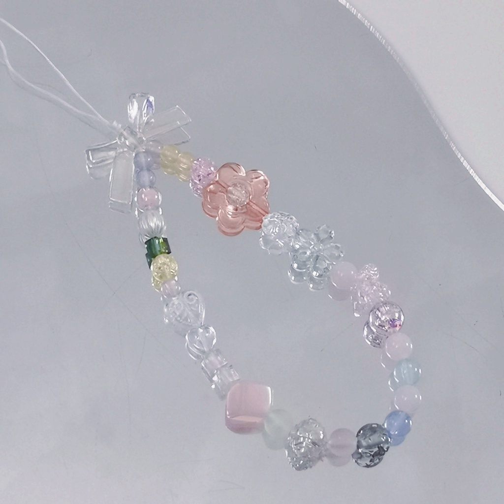 Korea Pink Bead Mobile Phone Chain Anti-Lost Soft Pottery Rope Strap ...