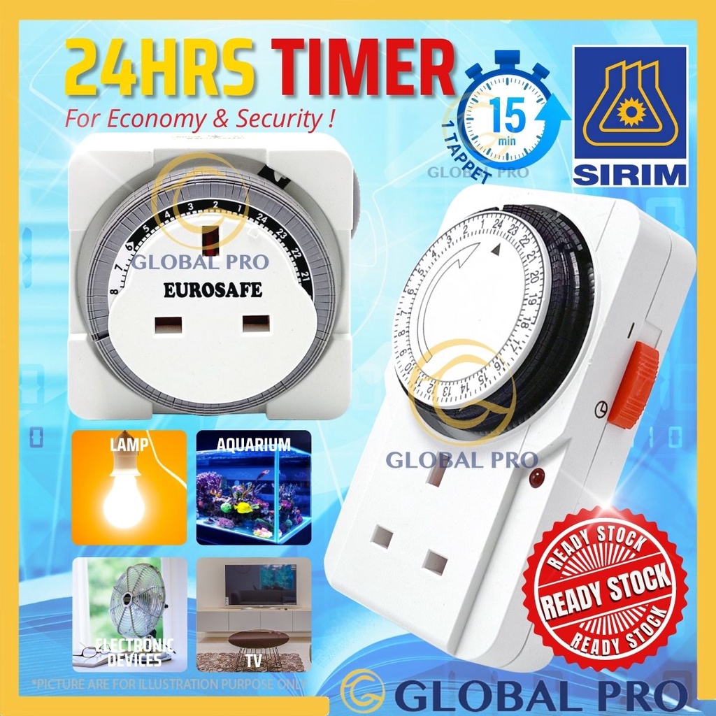 [ Sirim ] Eurosafe M Lite Sunstar 13a 24hours Plug In Timer Switch Plug Timer Socket Timer