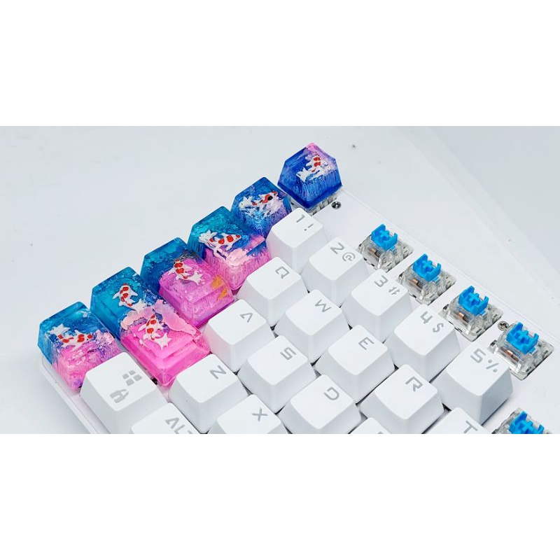 Set keycap resin Pink Blue koi Fish Decorated Mechanical Keyboard ...