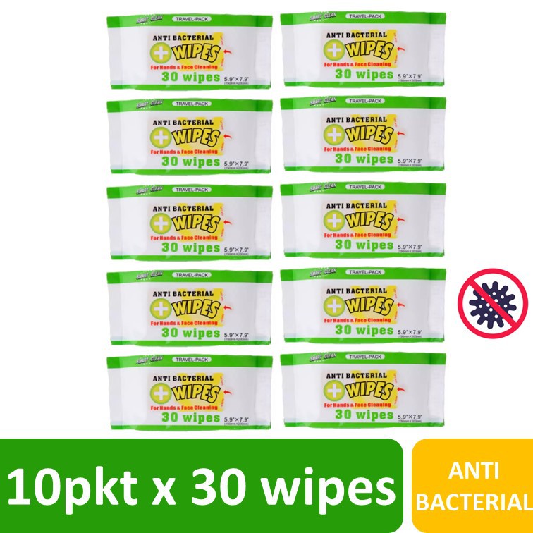 Pack of 10 Anti Bacteria Wet Wipes Tissue for Hand & Face Cleaning Pack ...