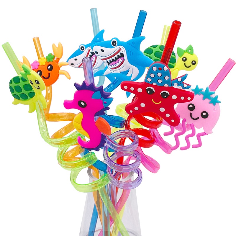 8pcs / Pack Mixed Marine Animals Sea Life Plastic Straws For Kids Party ...