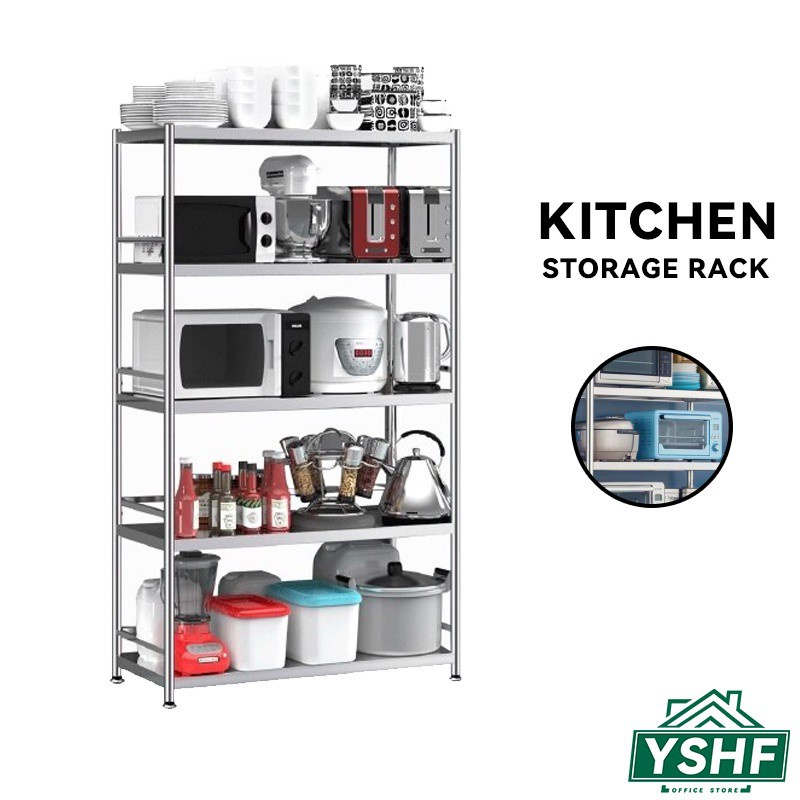 YSHF Stainless Steel Kitchen Shelf Rack Floor Multi-layer Household ...