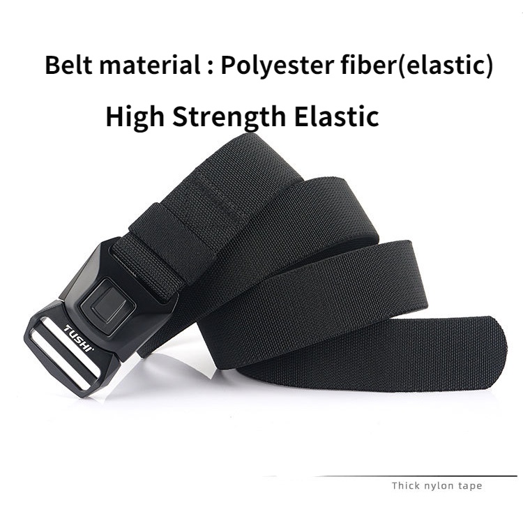 Men Belt High Strength Elastic Fiber Belt Metal Buckle Adjustable ...