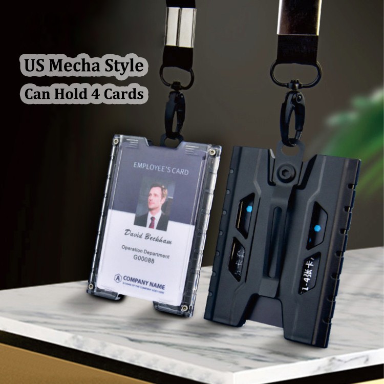 US Mechanical Style Badge Wallet ID Credit Card Holder with Lanyard ...