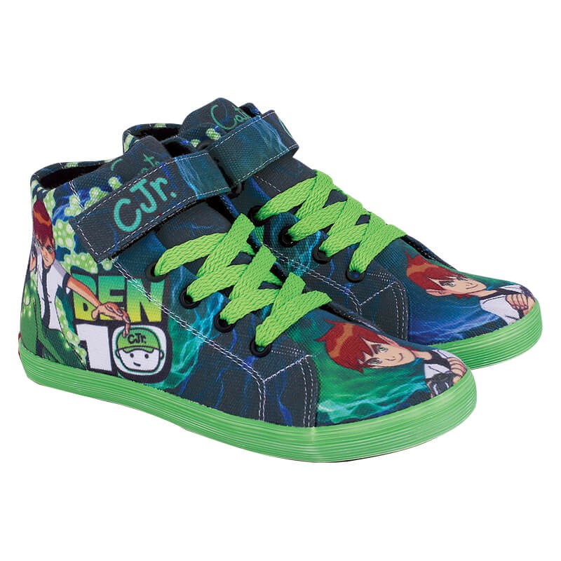 HIJAU Boys Shoes 4 5 6 Sneakers High Top Ben 10 Canvas Casual Green ...