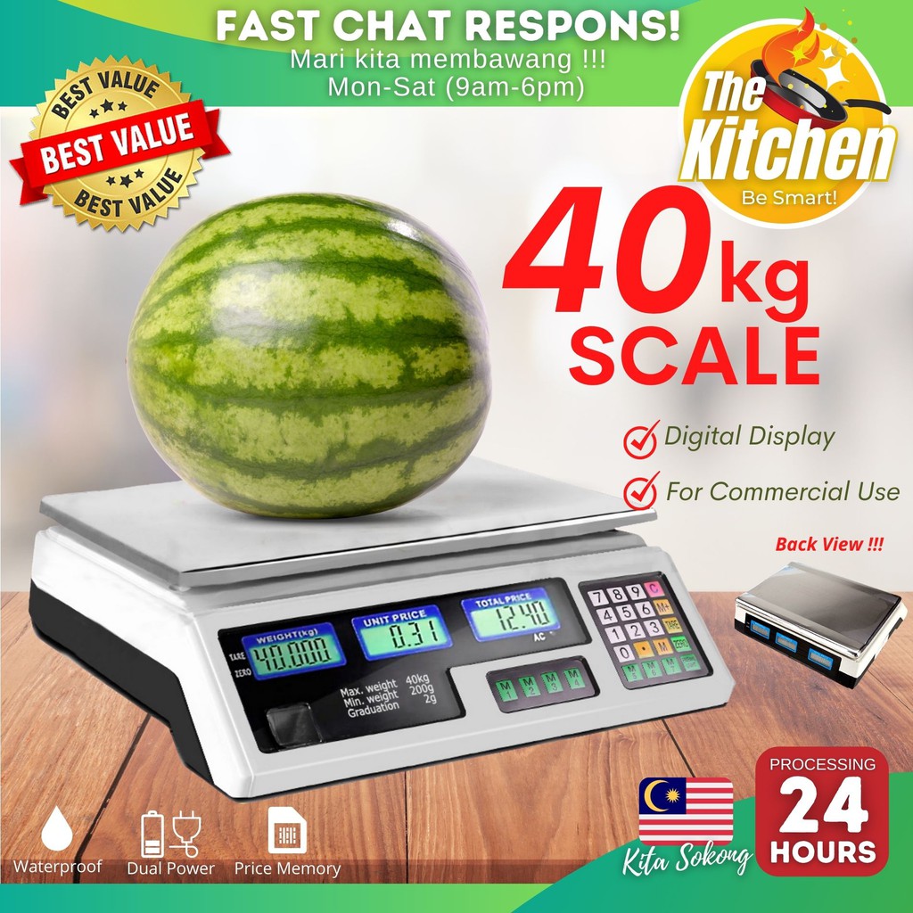 40kg Rechargeable Commercial Scale Electronic Digital Price Computing ...