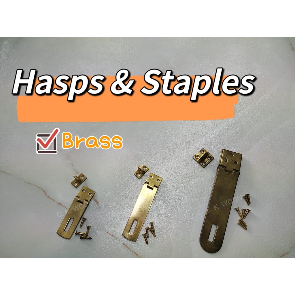 BRASS Hasps & Staples /Mangga Besi Pintu for Safety Security Door Bolt ...
