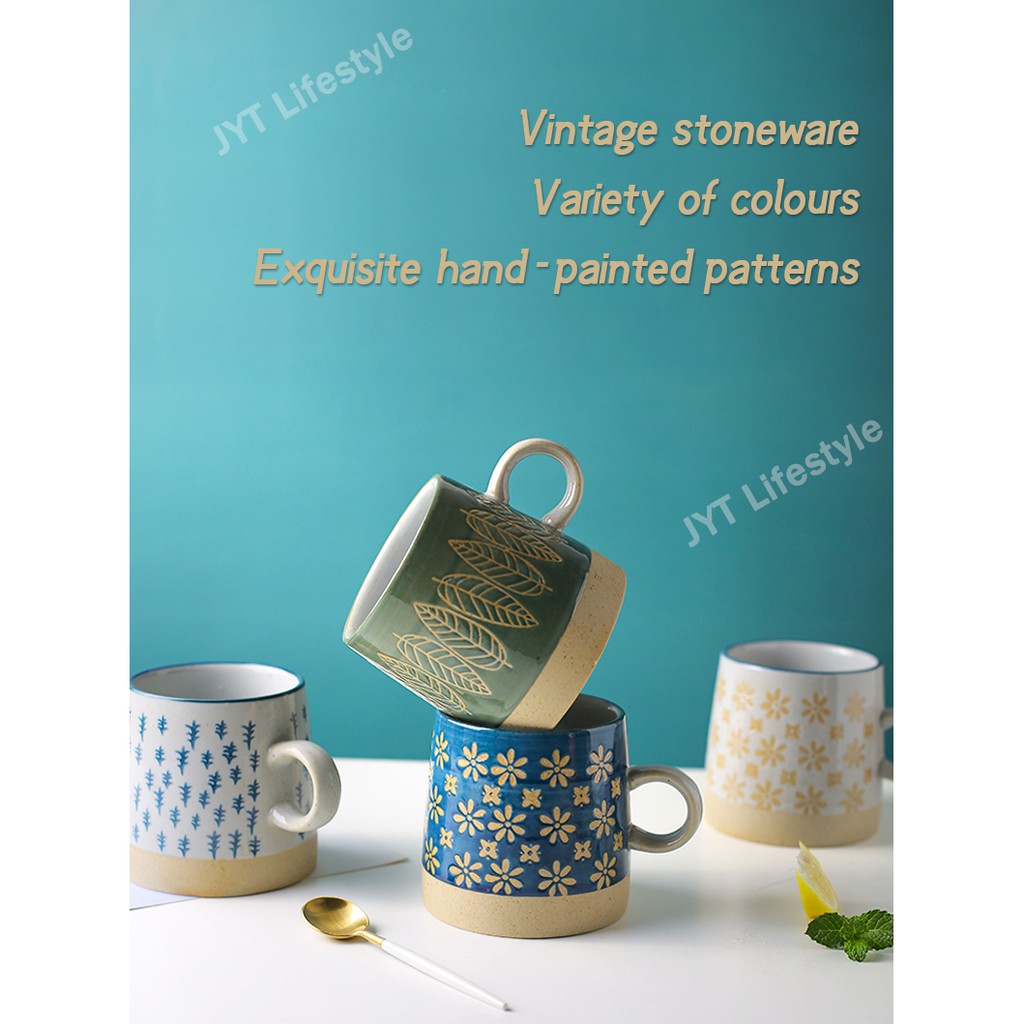 （Local SG）Retro ceramic cup coffee cup creative water cup 复古陶瓷杯 咖啡杯 ...