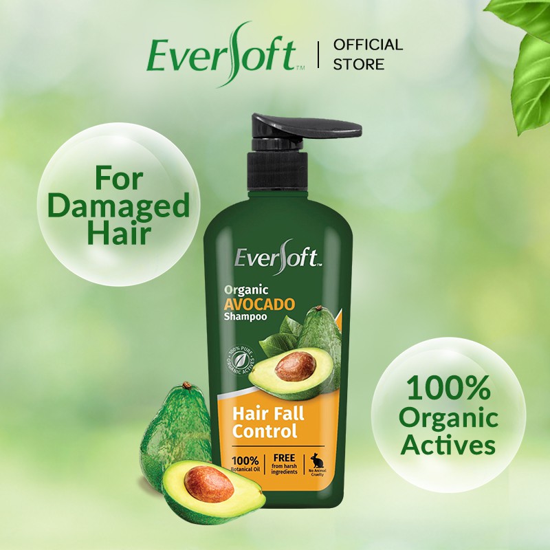 EVERSOFT Organic Avocado Shampoo - Hair Fall Control - 100% Organic ...