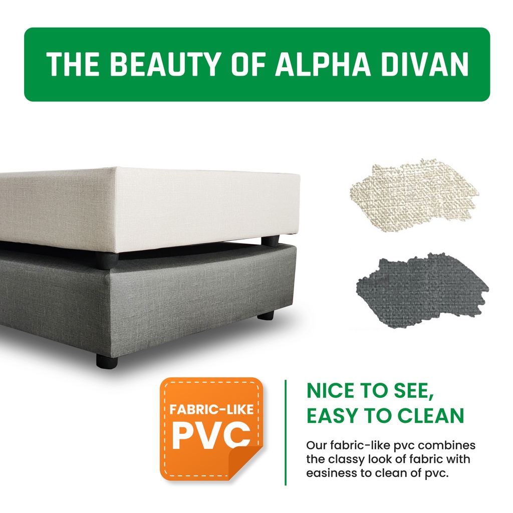 ALPHA Divan, Fabric-Like PVC, Easy to Clean Firm Base, Available Sizes ...