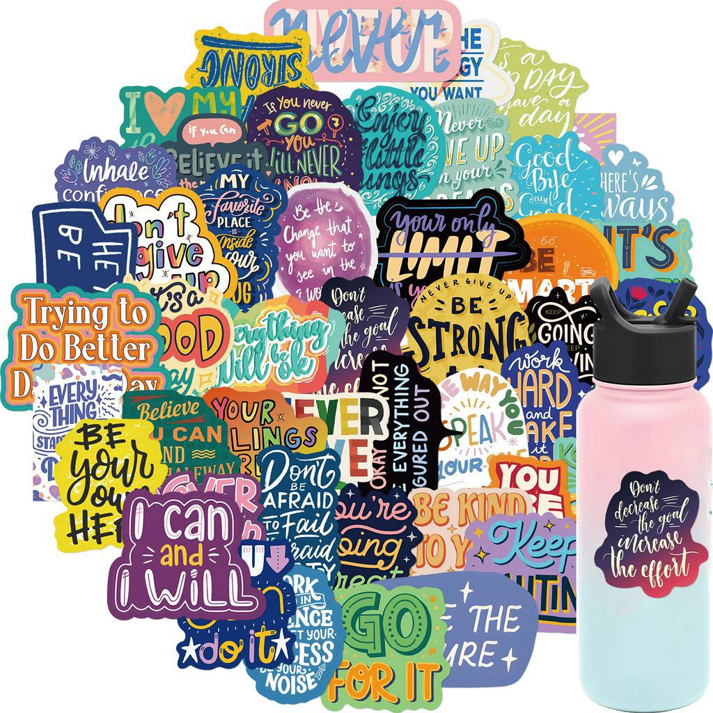 50Pcs Inspirational English Stickers Suitable for Laptop Helmets and ...