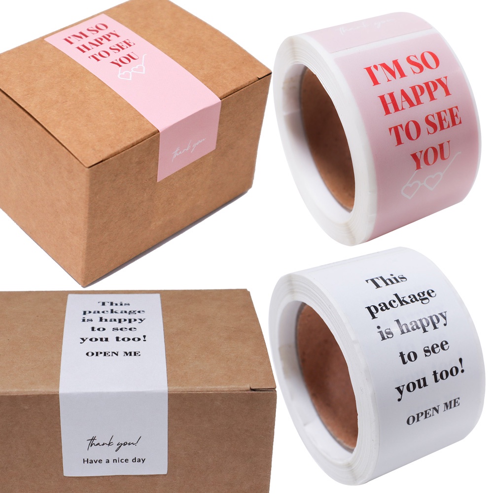 [Ready Stock] 100pcs/Roll 3*9cm Thank You For Your Purchase Stickers ...