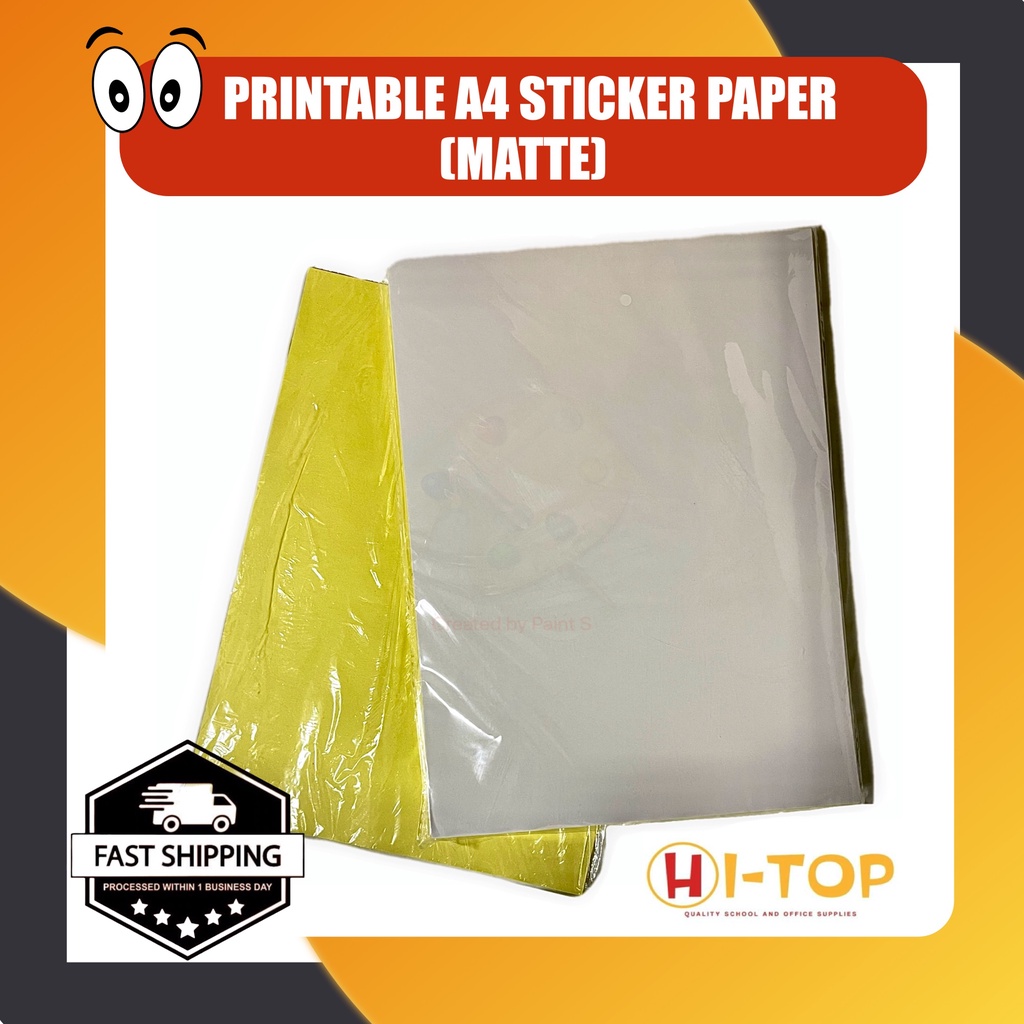 Sticker Paper A4 Size Matte l Sold per Ream (100 Sheets) PRINTABLE ...