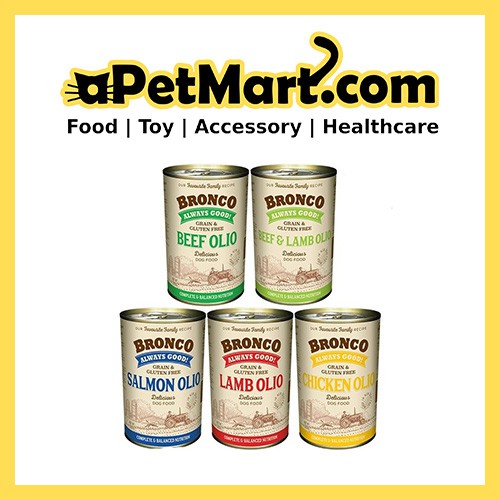 [1 Carton] Bronco Olio Grain & Gluten Free Wet Dog Food 390g x 12 Cans ...