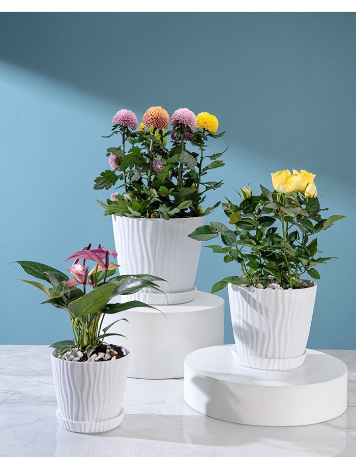 High Quality Plastic Flower Pot Plant Pot With Tray High Waist Frosted ...