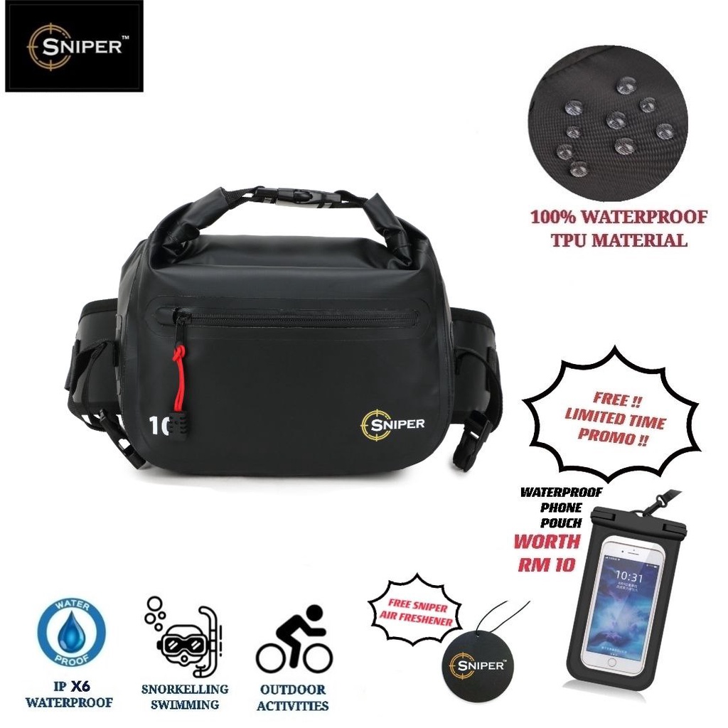 33) HIGH QUALITY 10L SNIPER WATERPROOF Bag IP X6 2in1 DRY BAG, OUTDOOR ...