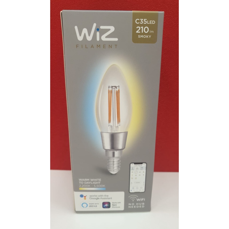 Wiz Smart LED C35 E14 Candle Bulb 5.5W *Smoky* Tunable / Dimmable via WIFI App, Voice control ...