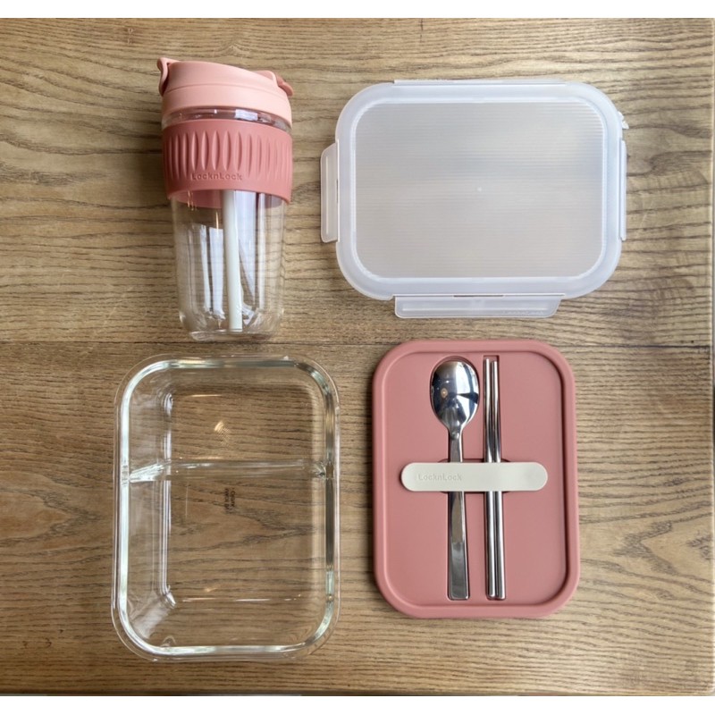 Combo Glass lunch box with LocknLock spoon and chopsticks 930ml + Lock ...