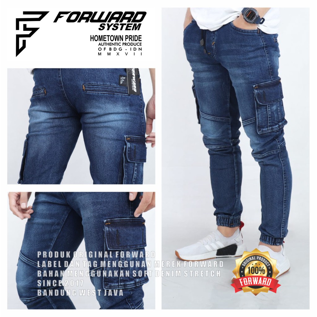 Original Forward Bandung Men's Denim Jeans Cargo Jogger Pants | Shopee ...