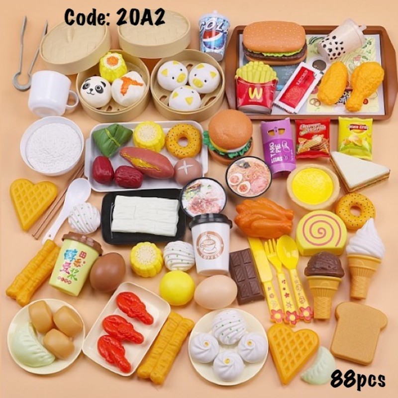 Kids 56pcs Pretend Play Breakfast Food Set 88pcs Children Toys | Shopee ...