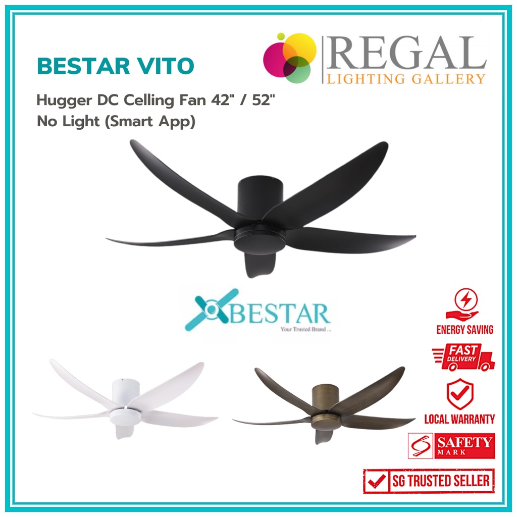 [Free Shipping] Bestar Vito 5 blades 42"/ 52" Hugger DC Motor Ceiling ...
