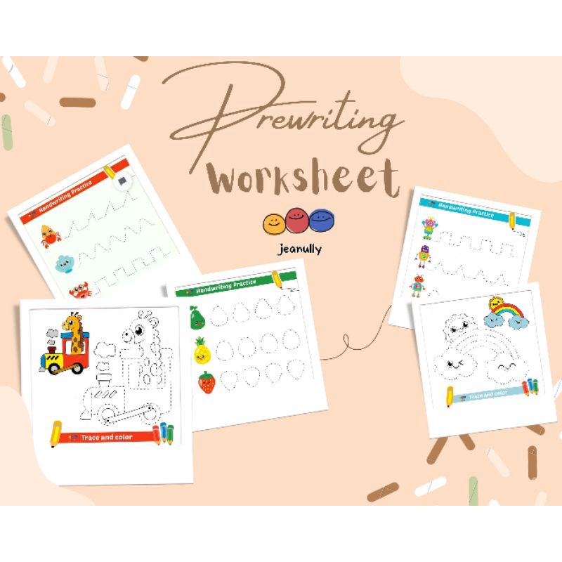 Prewriting Worksheet//Tracing Worksheet//Trace and Color Worksheet ...