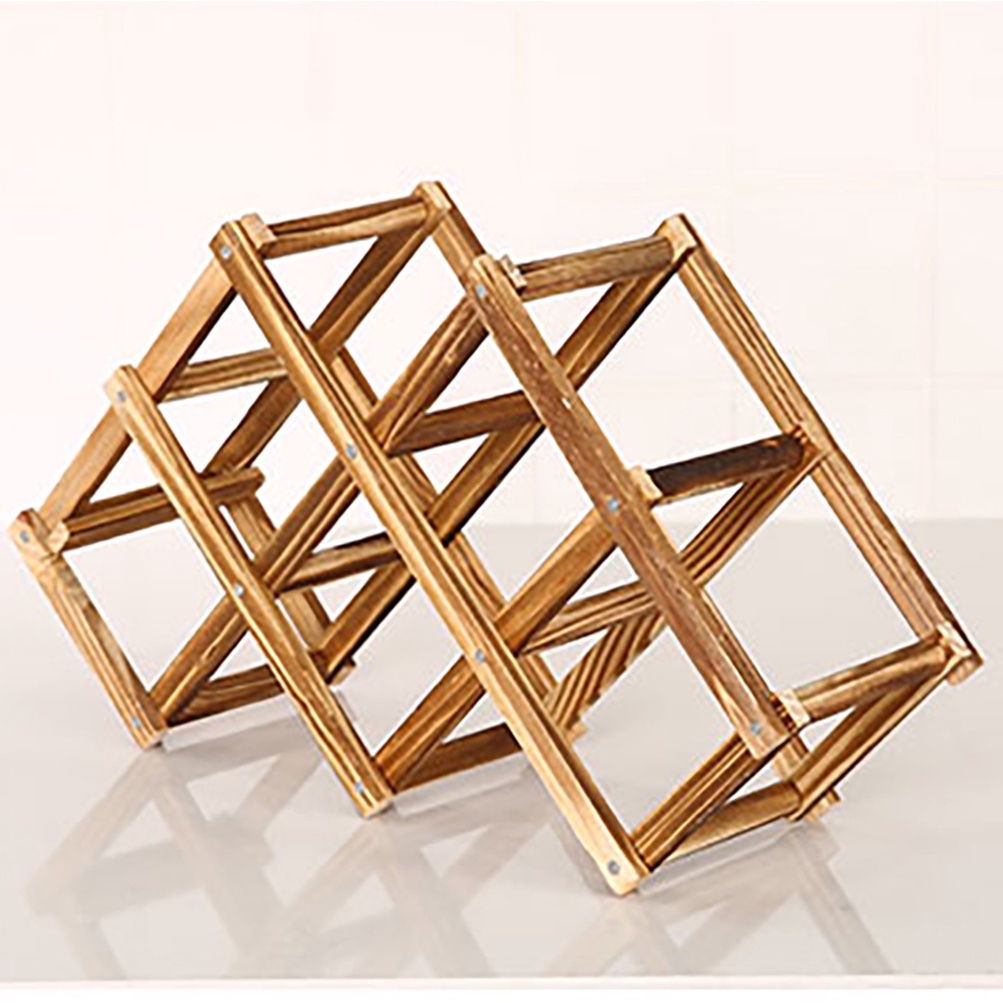 6 Bottles Wooden Collapsible Wine Rack, Wooden Wine Storage Racks ...