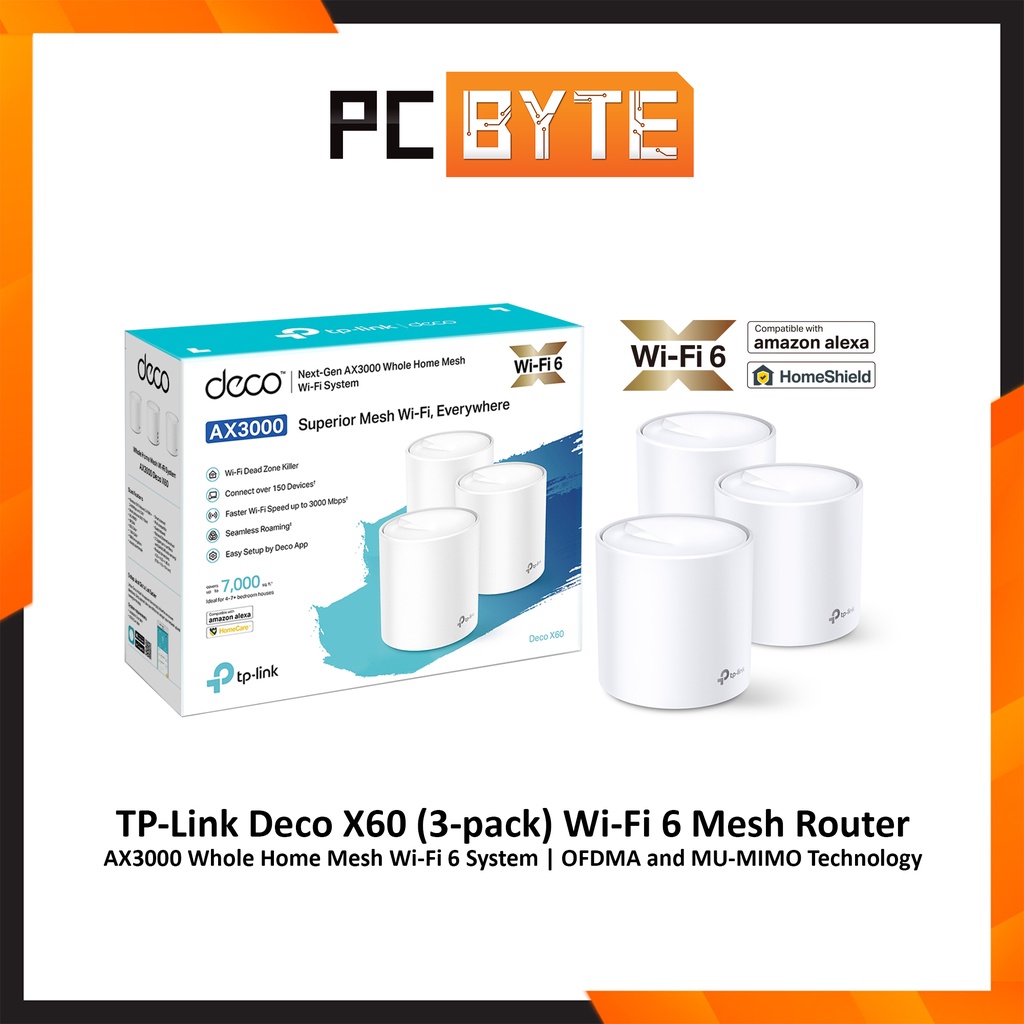 TP-Link Deco X60 (3-pack) Wi-Fi 6 Mesh Router (AX3000 Whole Home Mesh ...