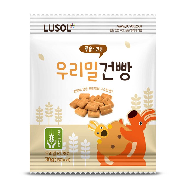 Korea LUSOL Wheat Malt Biscuits 30g Baby Finger Korean Rice Biscuit ...