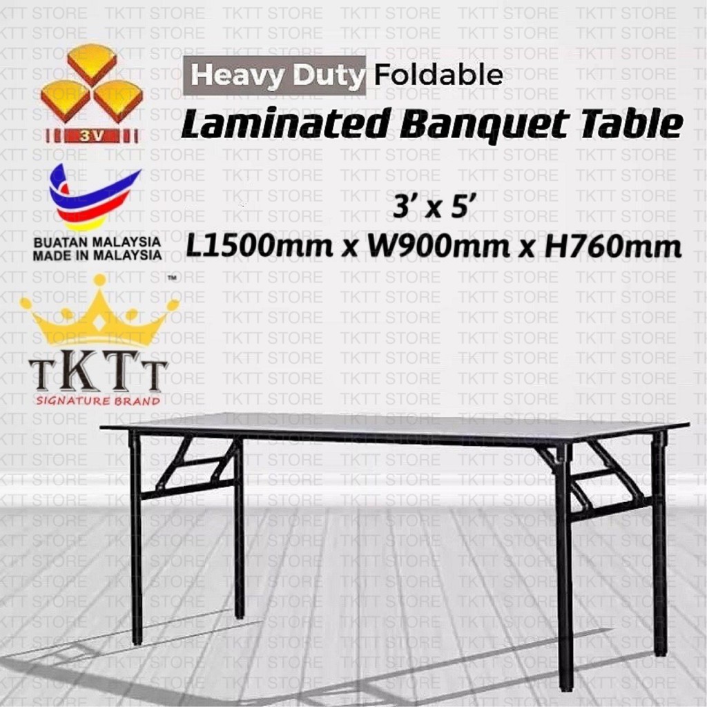 TKTT 3V 2.5x5 3x5 Feet Heavy Duty Laminated Wood Top Banquet Table ...