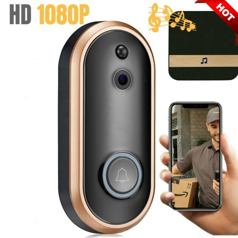 1080P WiFi Wireless Video Doorbell Two-Way Talk Smart Door Bell with ...