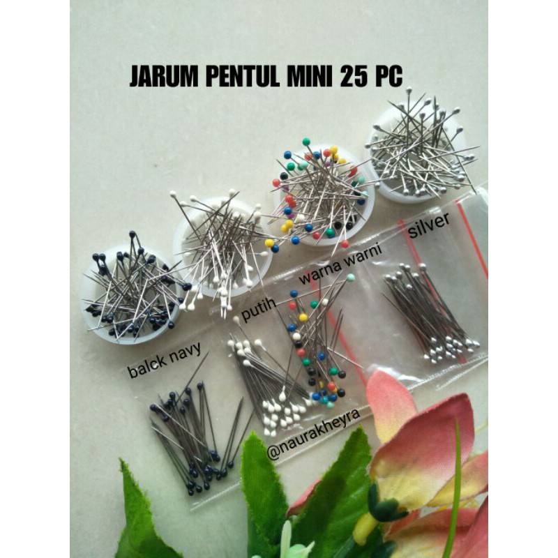 PUTIH 25pc mini Pins/Hijab Pins (silver, Colorful, White, black navy ...