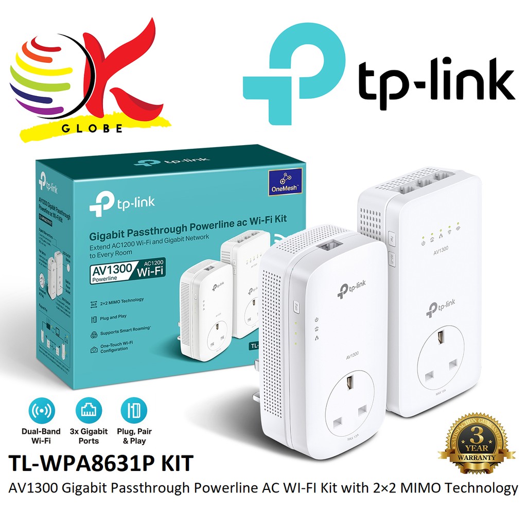 TP-LINK TL-WPA8631P KIT AV1300 / TL-WPA7617 KIT AV1000 HOMEPLUG GIGABIT POWERLINE AC WI-FI KIT ...