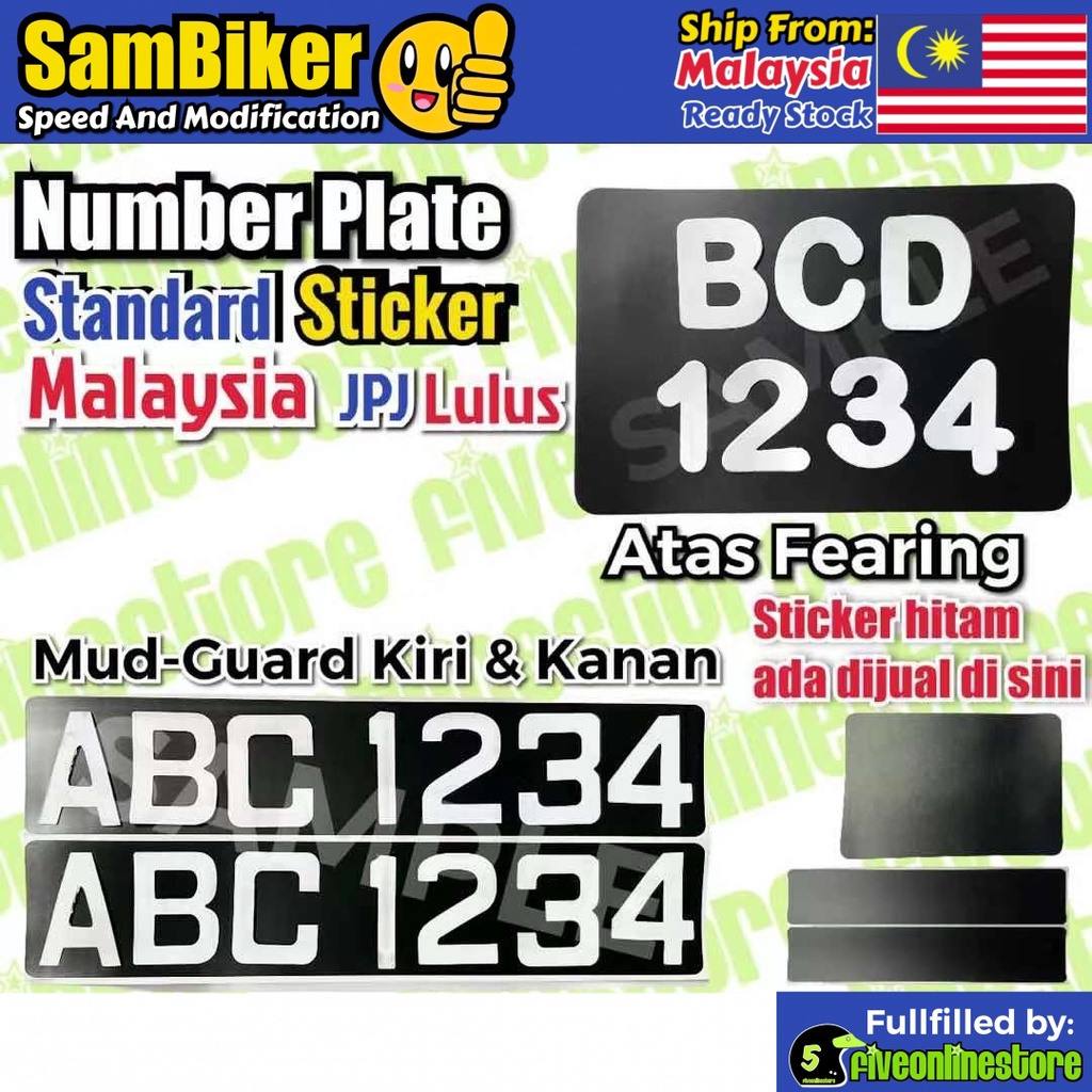 Number Plate Sticker Depan Motorsikal Lulus Motorcycle No License Front ...