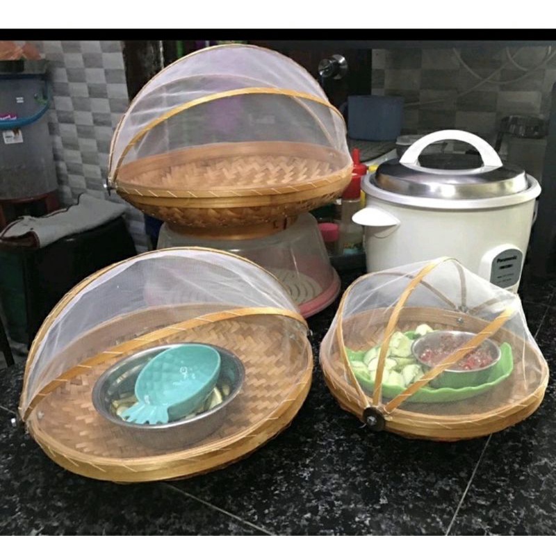 Dulang Net Buluh Bulat Set 3 / Bamboo Tray With Net / Dulang / Bekas ...
