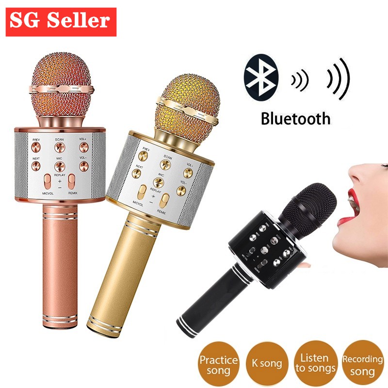 [ SG Ready Stock] WS858 Bluetooth Wireless Condenser Karaoke Microphone ...
