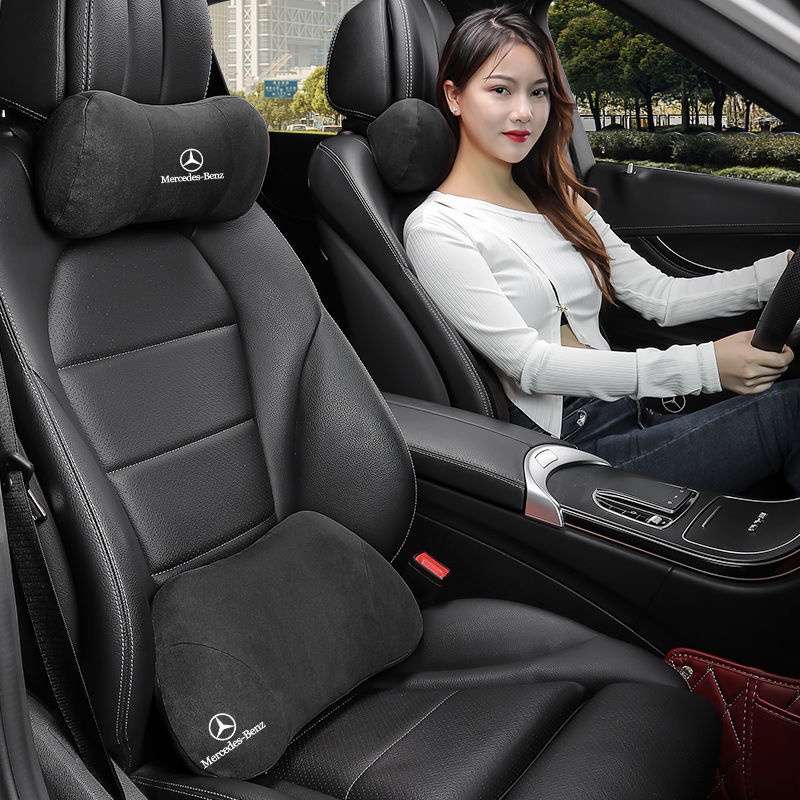 Mercedes Benz Car Dedicated Headrest Neck Pillow With Decoration Suede ...