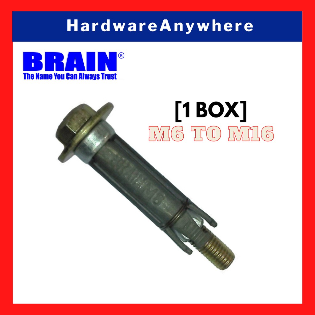 BRAIN TAC Hex Head Expansion Bolt [1 Box] - Hex Nut Sleeve Anchor ...