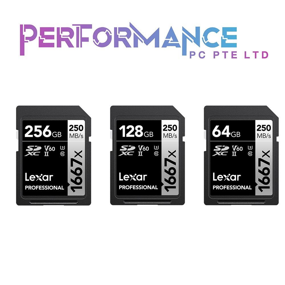 LEXAR Professional 1667x 256GB/128GB/64GB SDXC R250W80 MBs (SILVER ...