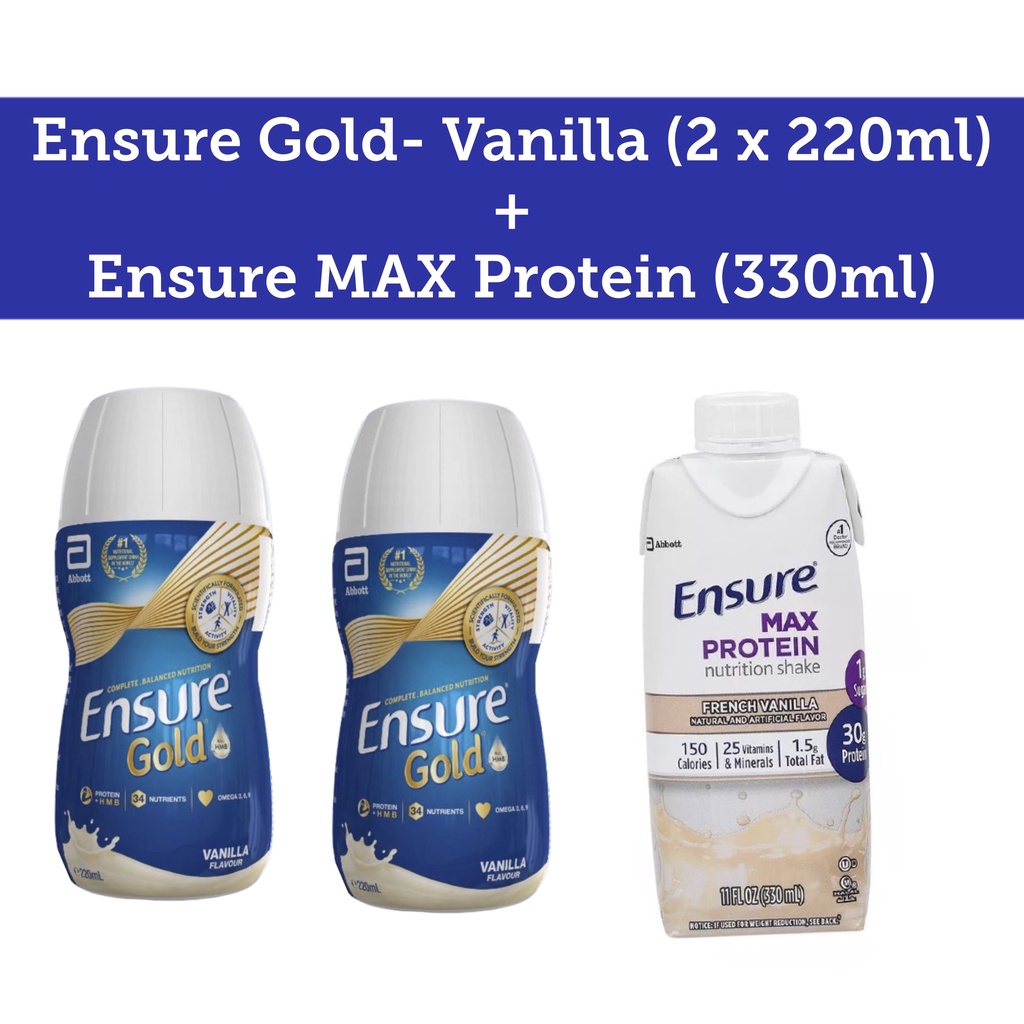 Abbott Ensure Gold Vanilla Flavour 220ml x 2 bottles + Ensure MAX ...