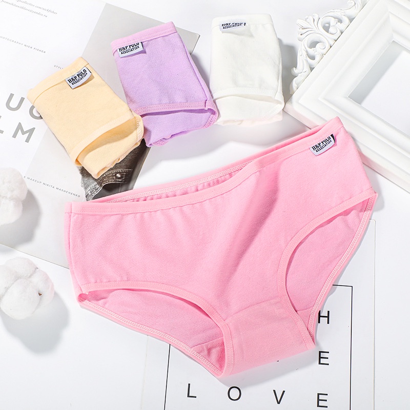 Breathable Pure Cotton Womens Underwear Solid Color Underwear Girl
